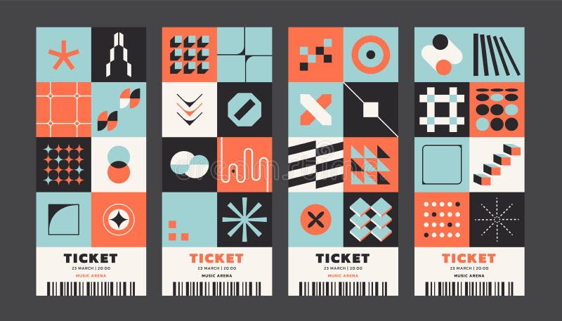 Festival Tickets Geometric Design Layout. Minimalist Geo Forms Pattern ...