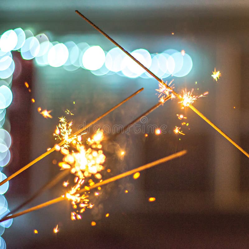 Festive Abstract Sparklers Lit Up for Celebration Stock Image - Image ...