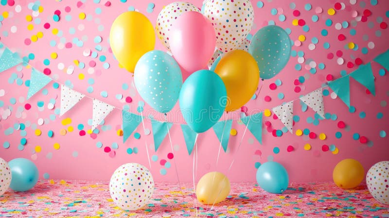 A Festive Array of Colorful Balloons, Banners, and Confetti on a Joyful ...