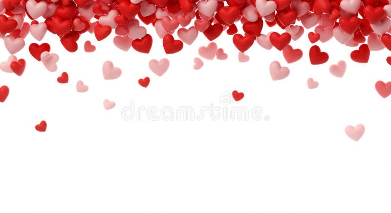 Festive Array of 3D Rendered Hearts in Red and Pink Isolated on White ...