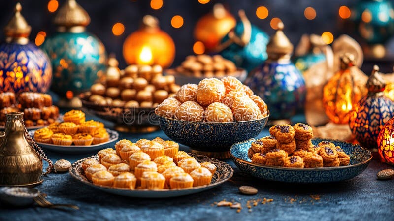 Festive Array of Middle Eastern Sweets. Colorful Treats in Decorative ...