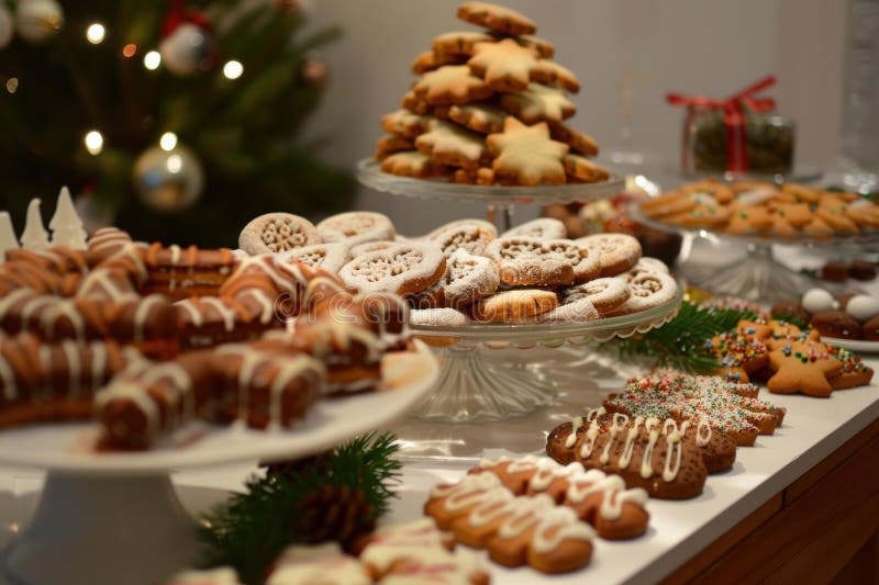 Festive Assorted Christmas Cookies Display Stock Photo - Image of ...