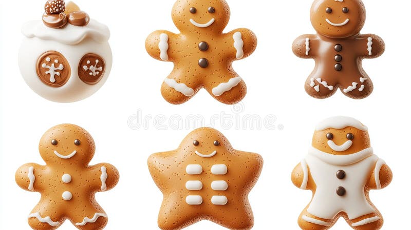 Festive Assortment of Gingerbread Men, Star, and Pudding Stock ...
