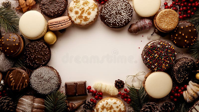 Festive Assortment of New Year Sweets Includes Sugar Cookies, Macarons ...
