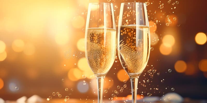 Festive Atmosphere of a Champagne Toast with Bubbles Dancing in Crystal ...