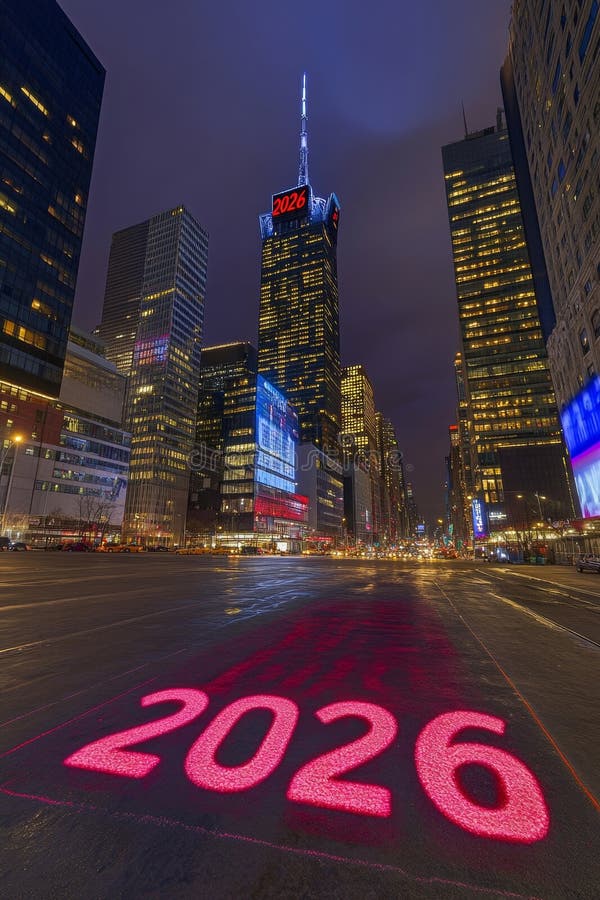 The Festive Atmosphere in Times Square for New Year S Eve 2026 Stock ...