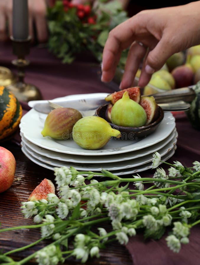 Festive Autumn Table Setting Stock Photo - Image of festive ...