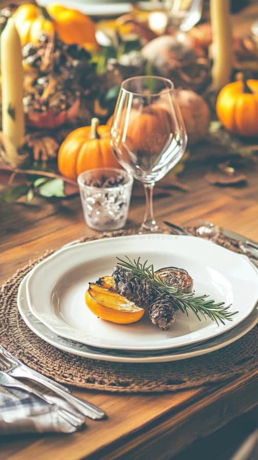 Festive Autumn Table Setting with Pumpkins and Pinecones for ...