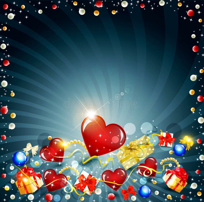 Festive Background with Boxes and Hearts Stock Vector - Illustration of ...