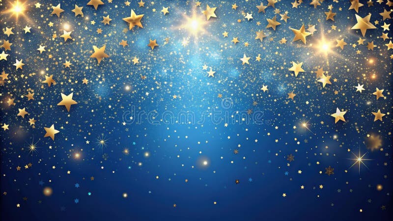 A Festive Background of Golden Stars and Shimmering Dust on a Deep Blue ...
