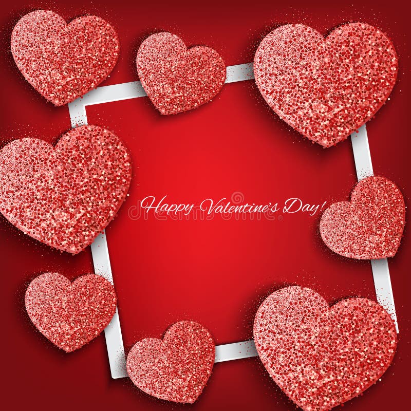 Festive Background with Hearts Made of Glitters Stock Vector ...