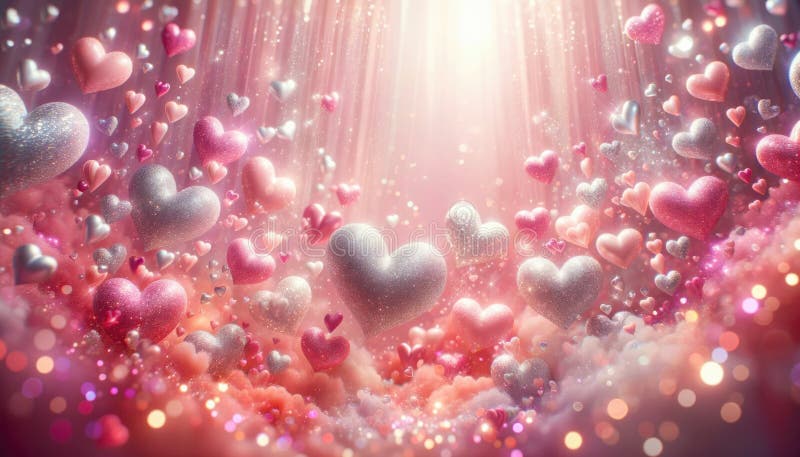 Festive Background with Hearts for Valentine S Day on Light Pink ...