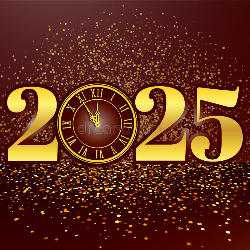 Festive Background for the New Year with a Clock and the Inscription ...