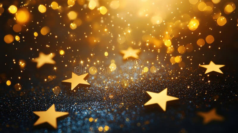 Festive Background with Stars and Falling Snowflakes Stock Illustration ...