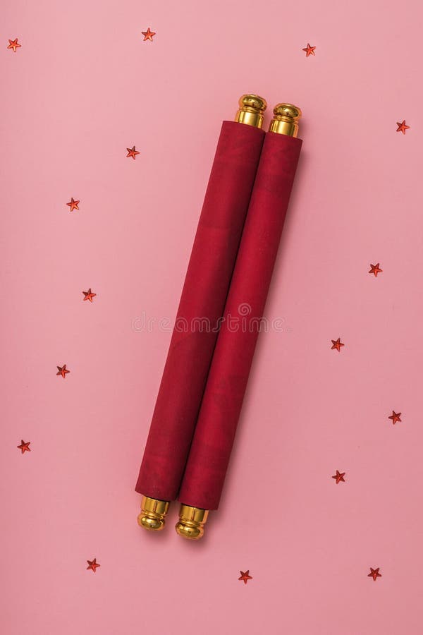 Festive Background with a Twisted Red Scroll. Stock Photo - Image of ...