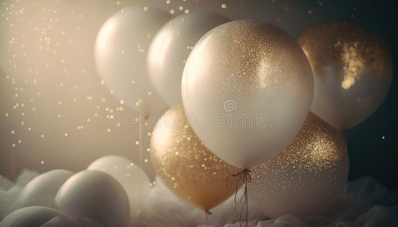 Festive Balloons.Background with Golden Balloons.Generative Ai Stock ...