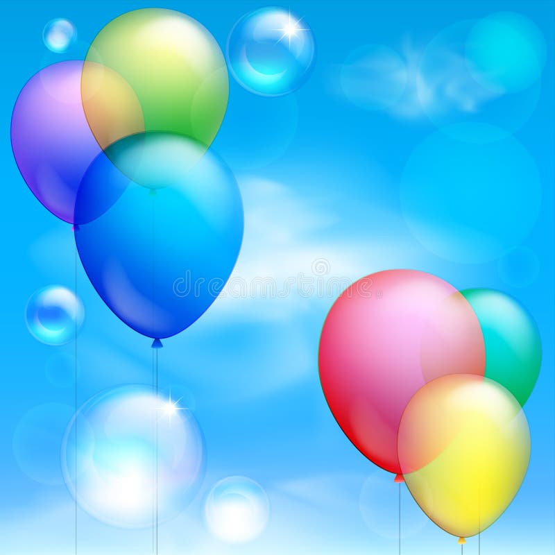 Festive Balloons and Bubbles Stock Vector - Illustration of flying ...