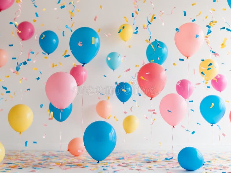 Festive Balloons and Confetti for a Celebration. Stock Image - Image of ...