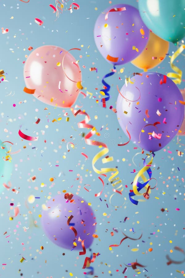 Festive Balloons and Confetti, Perfect for Celebrations Stock Image ...