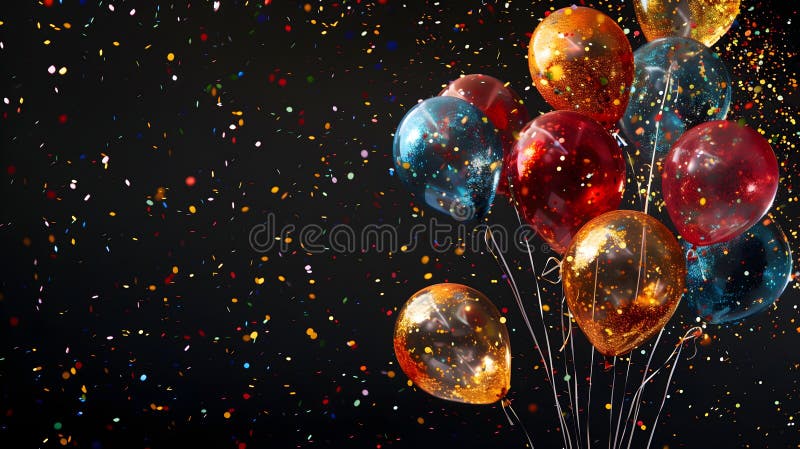 Festive Balloons and Glitter Banner - Party Design Stock Illustration ...