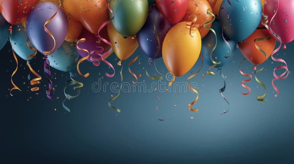 Festive Balloons Hanging with Confetti Stock Image - Image of birthday ...