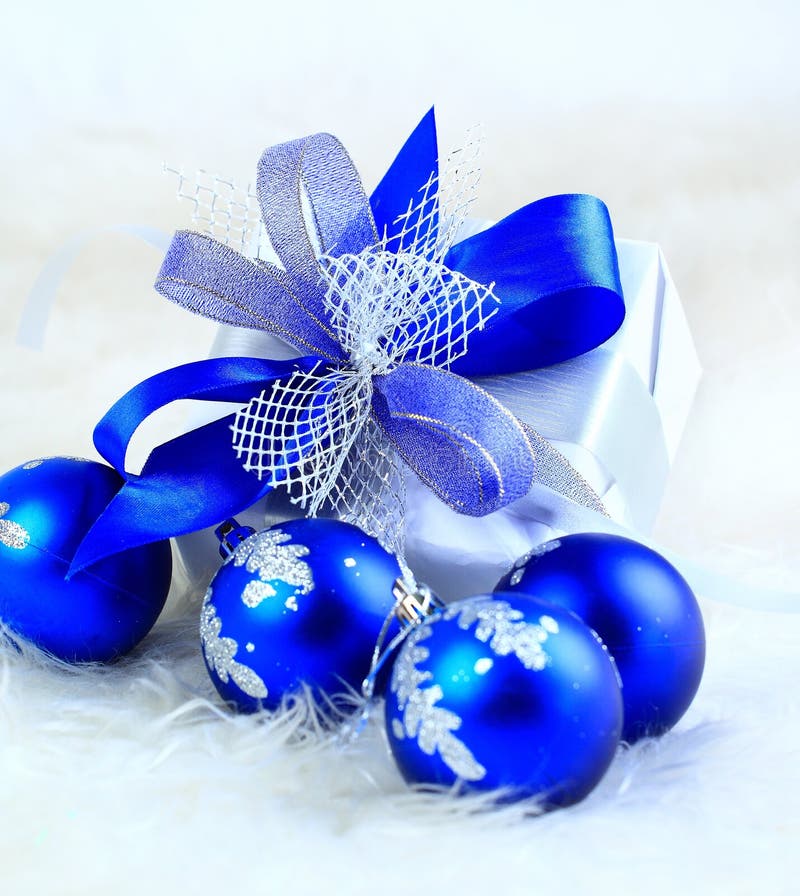 Festive Balls with Gift Box Stock Photo - Image of color, object: 22506712