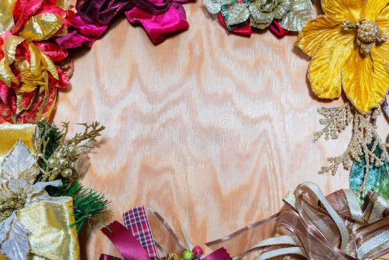 Festive Banner Frame with Colorful Bows and Flowers Stock Photo - Image ...