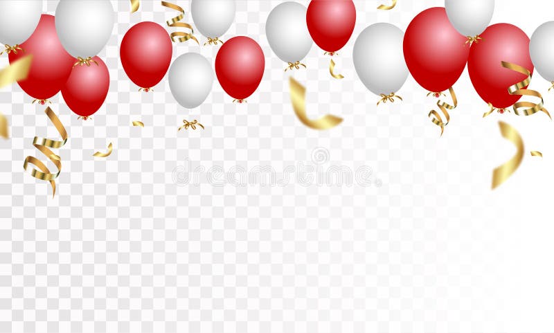 Festive Banner with Red Confetti and Balloons Stock Vector ...