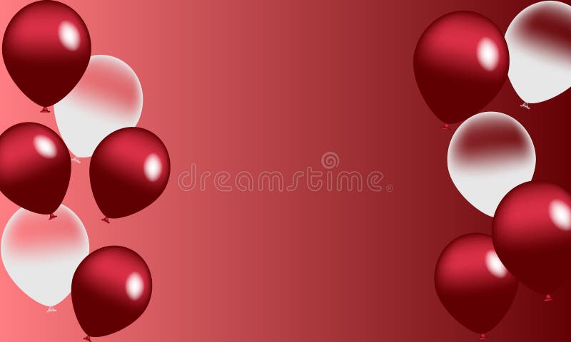Festive Banner with Red Confetti and Balloons Stock Illustration ...