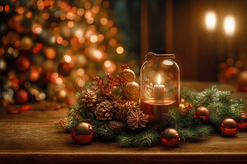 Festive Beautiful Christmas and New Year Composition Stock Illustration ...