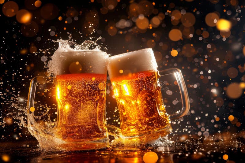Festive Beer Mug Clashing. Generate Ai Stock Illustration ...