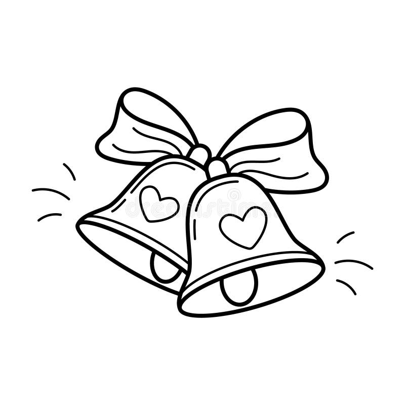 Festive Bells. Wedding Item. Simple Linear Hand Drawn Illustration ...
