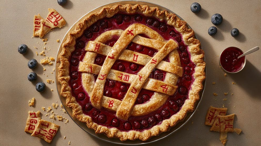 Festive Berry Pie, Lattice Crust, Table Setting, Dessert Stock Image ...