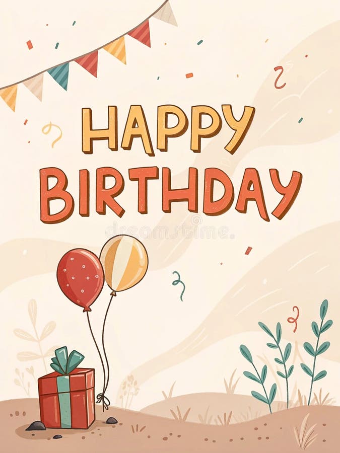 Festive Birthday Card Design Stock Illustration - Illustration of media ...