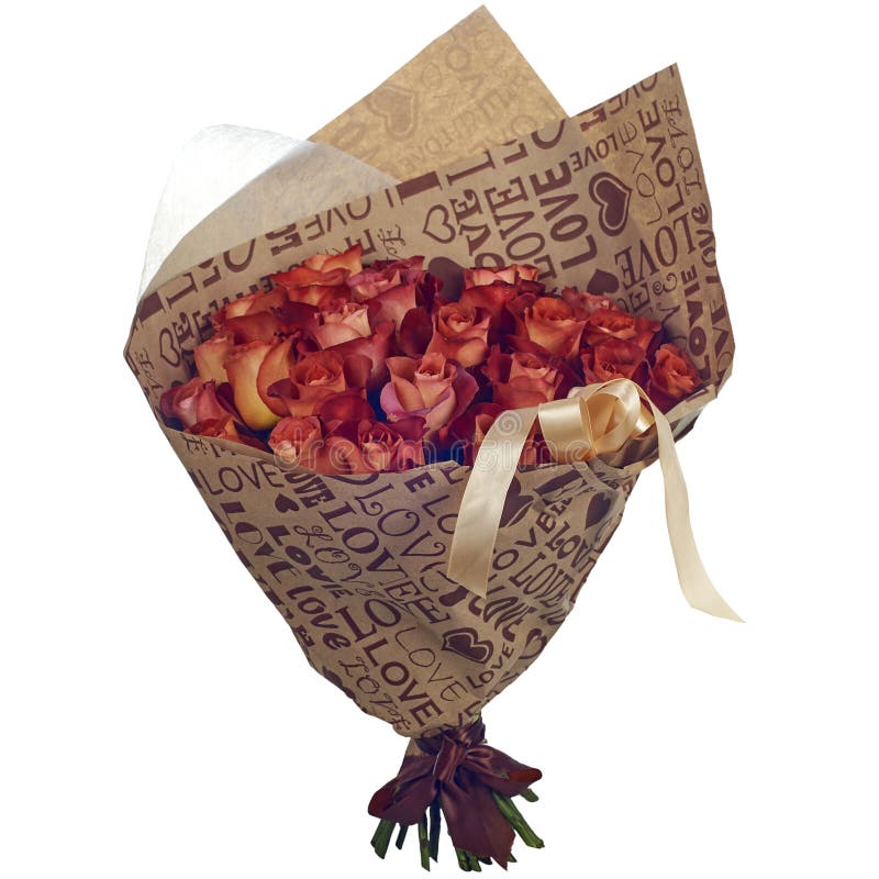 Festive Bouquet of Flowers in a Beautiful Package Stock Image - Image ...