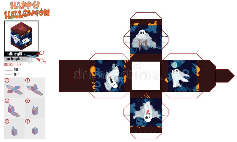 Festive Box Template without Evil Ghosts Scare Stock Illustration ...