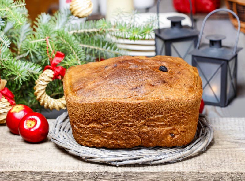 Festive Bread on Christmas Table Stock Image - Image of apple ...