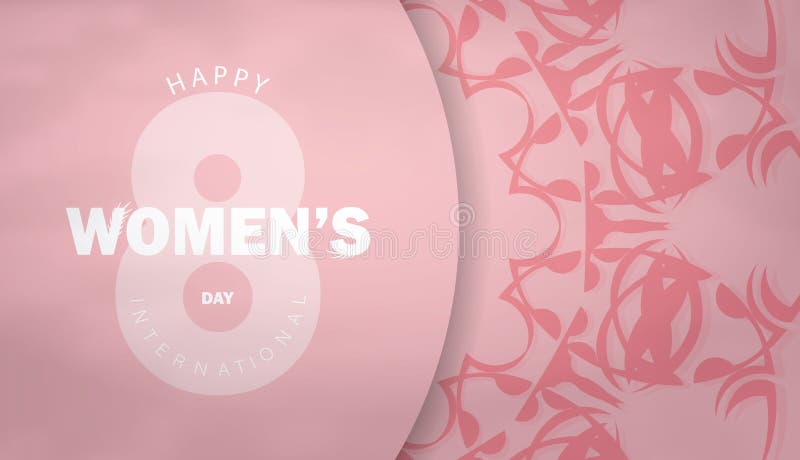 Festive Brochure 8 March Pink with Vintage Pattern Stock Vector ...