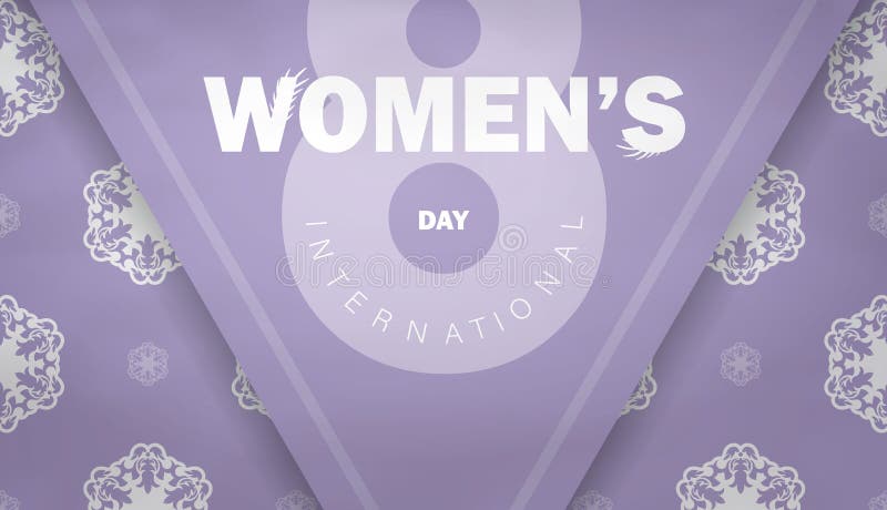 Festive Brochure 8 March Purple with Abstract White Pattern Stock ...