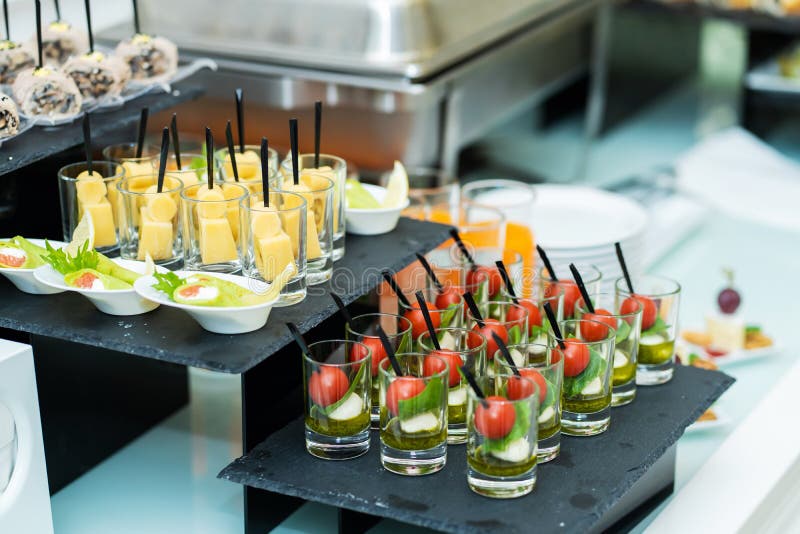 Festive Buffet Table with Many Snacks and Appetizers Stock Image ...