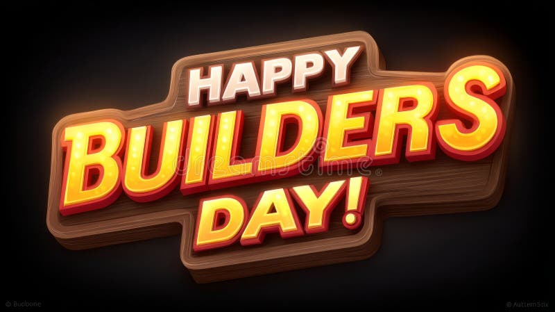 Festive Builder’s Day Banners with Bold Text Stock Illustration ...