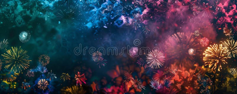 A Festive Burst of Fireworks in Various Colors, with the Bottom Part of ...
