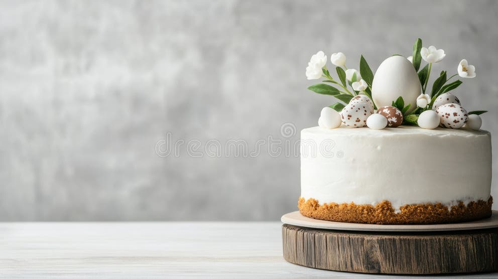 Festive Cake Display, Easter Vibes with a Rustic Table Adorned with a ...