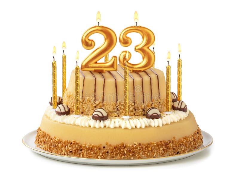 Birthday Cake With Candles Number 23 Isolated Stock Image - Image of ...