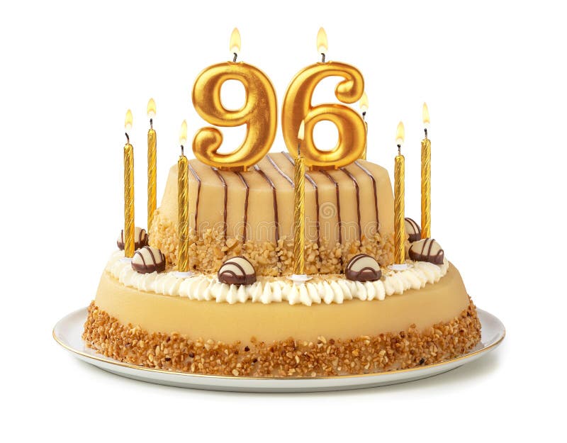 Festive Cake with Golden Candles - Number 96 Stock Photo - Image of ...
