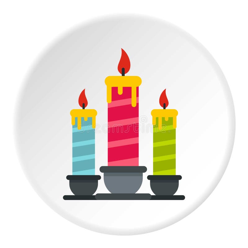 Festive Candles Icon Circle Stock Vector - Illustration of happy, heat ...