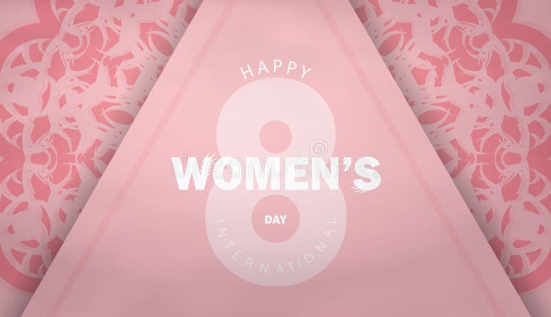 Festive Card 8 March Pink with Luxurious Pattern Stock Vector ...