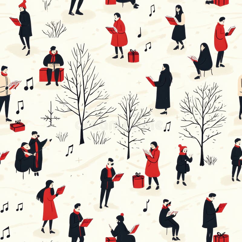Festive Cartoon Style Winter Repeating Pattern Stock Illustration ...