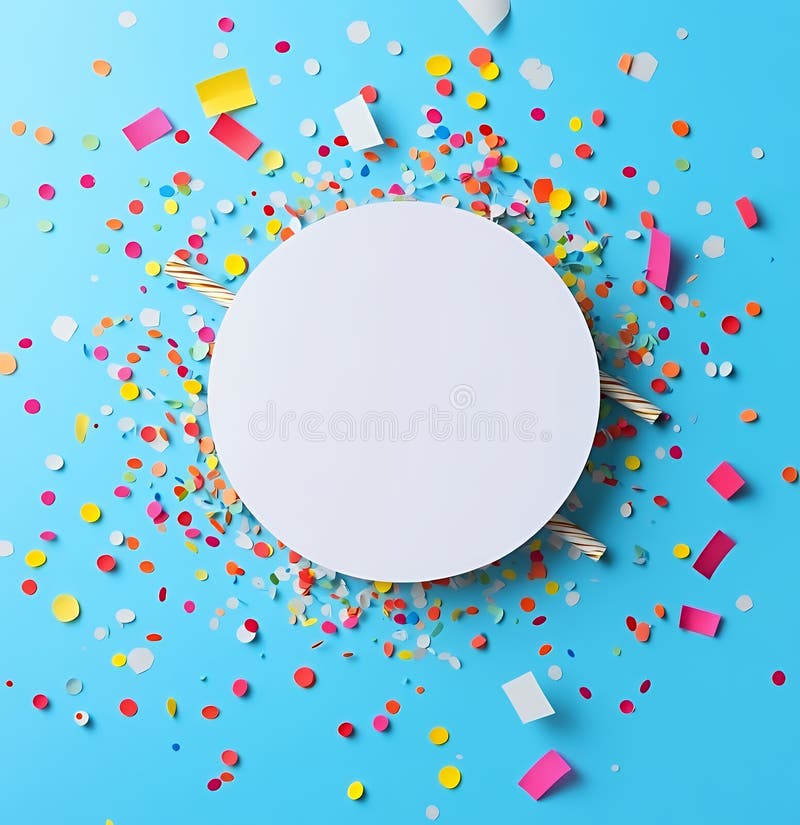 Festive Celebration Background Blank Circle with Colorful Confetti and ...