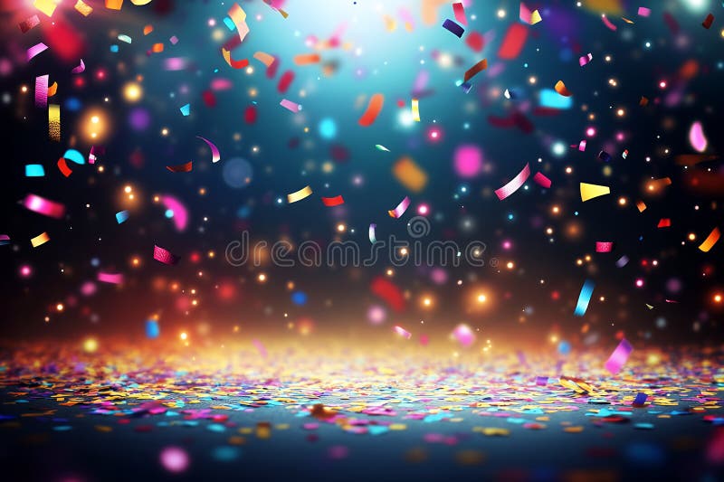 Festive Celebration Background Colorful Confetti Falling on Dark ...